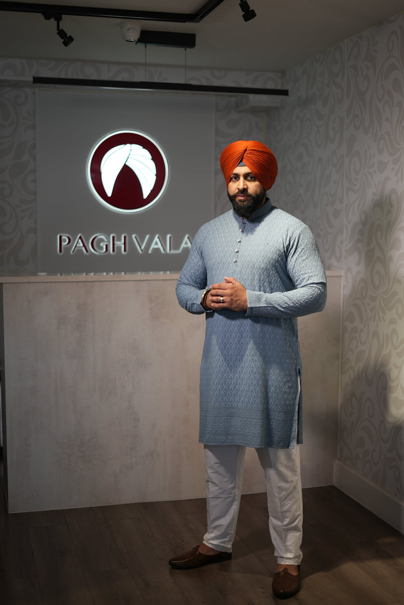 Kurta Pyjama - Ice Blue Ambi Floral – Pagh Vala