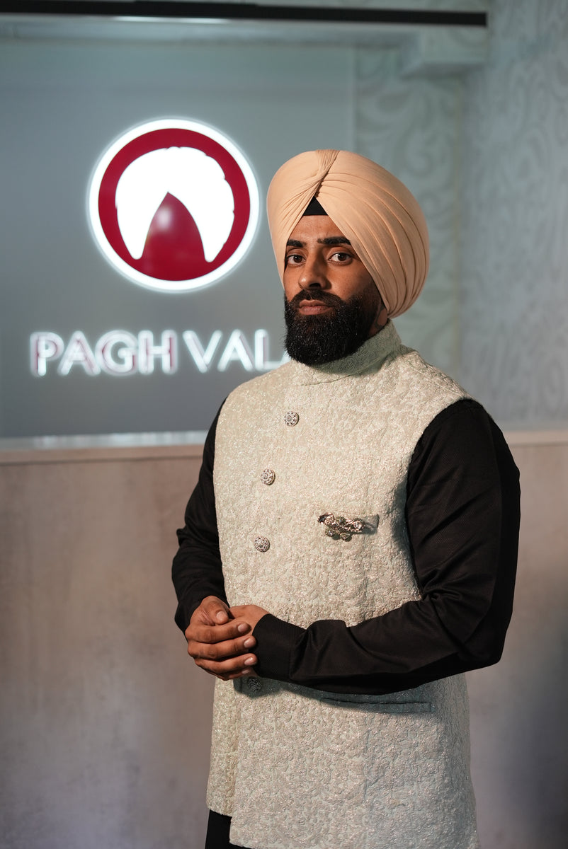 Waistcoat Ice Blue Embroided – Pagh Vala