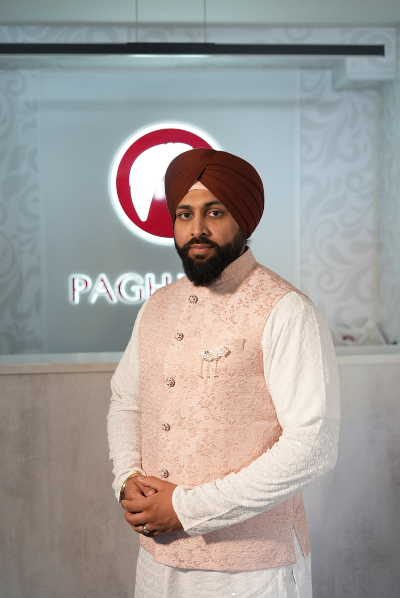 Waistcoat Pink Floral / Self Embroided – Pagh Vala