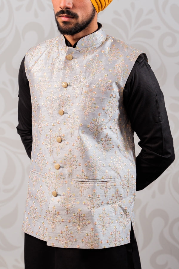 Waistcoat Floral Ice Blue – Pagh Vala