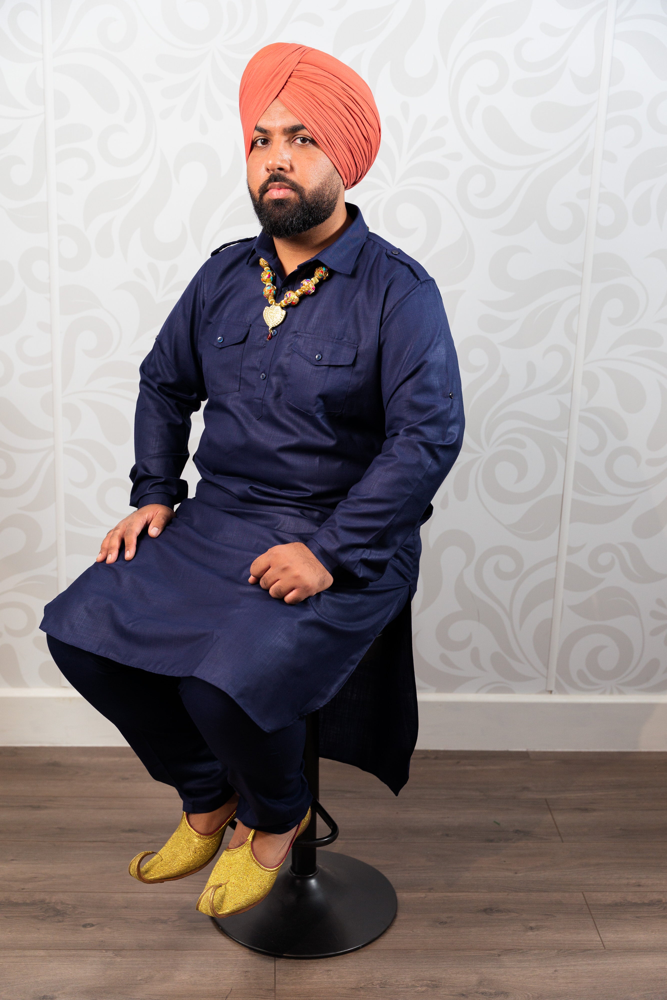 Punjabi Kurta Pyjama - Navy – Pagh Vala
